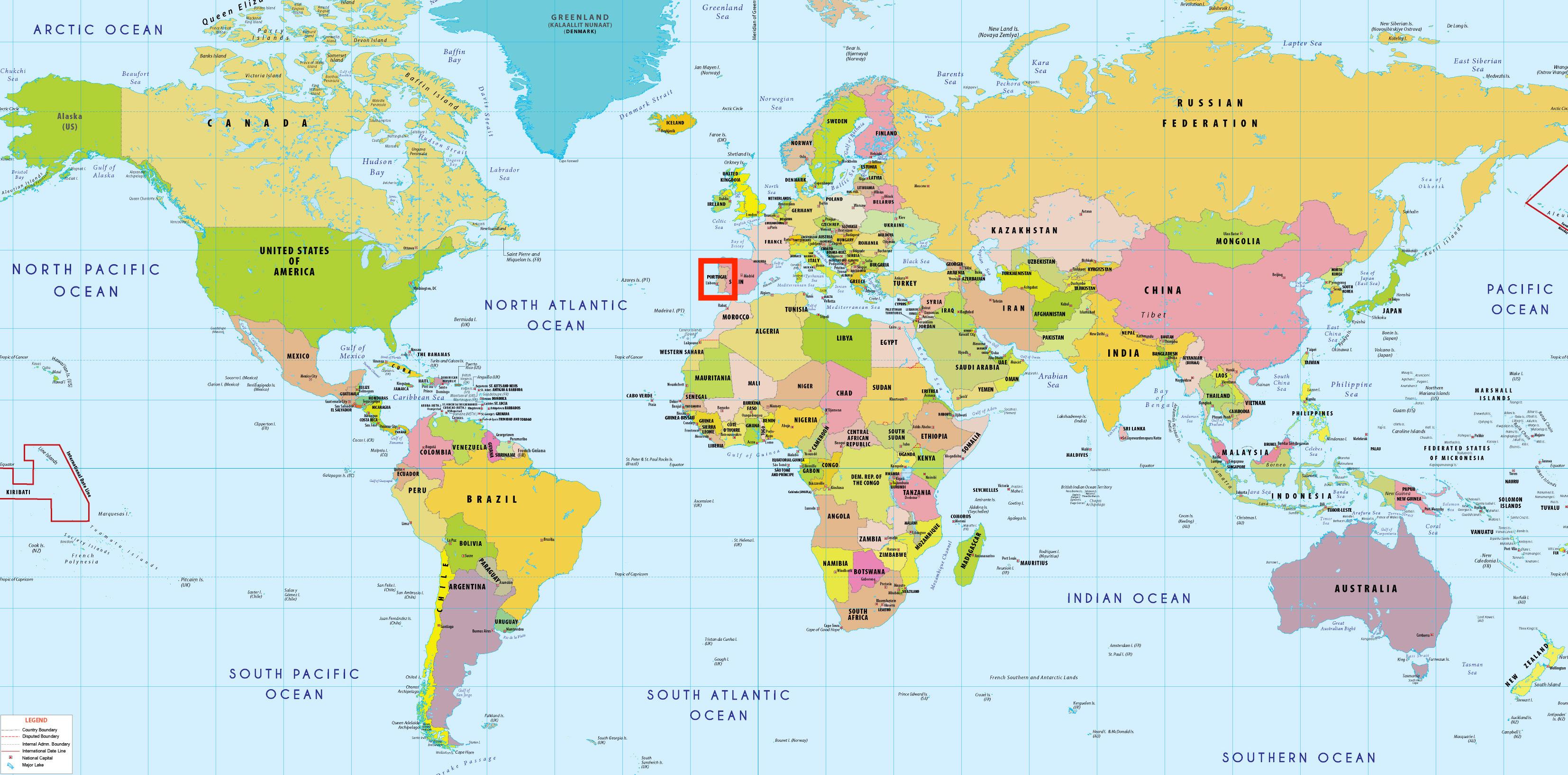 Portugal mapa do mundo - Portugal no mapa do mundo (Sul da Europa - Europa)